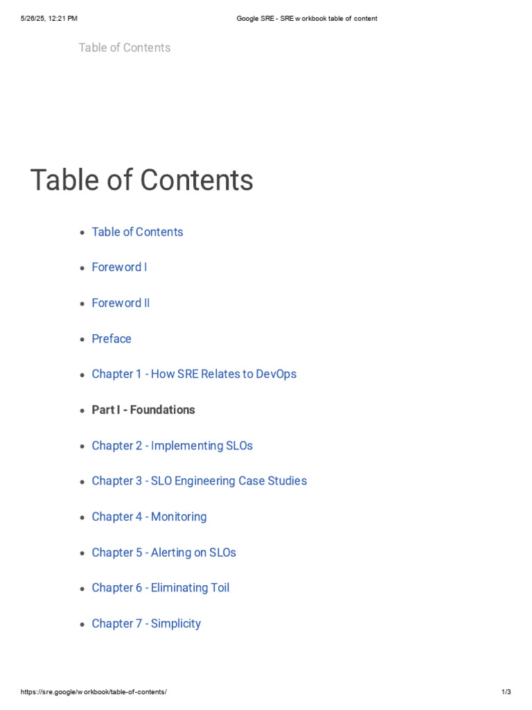 Google SRE - SRE Workbook Table of Content | PDF | Computing