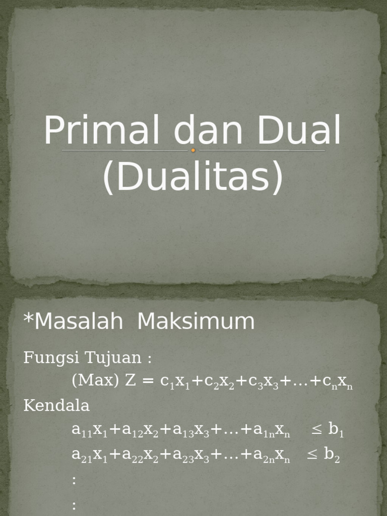 Primal Dan Dual | PDF