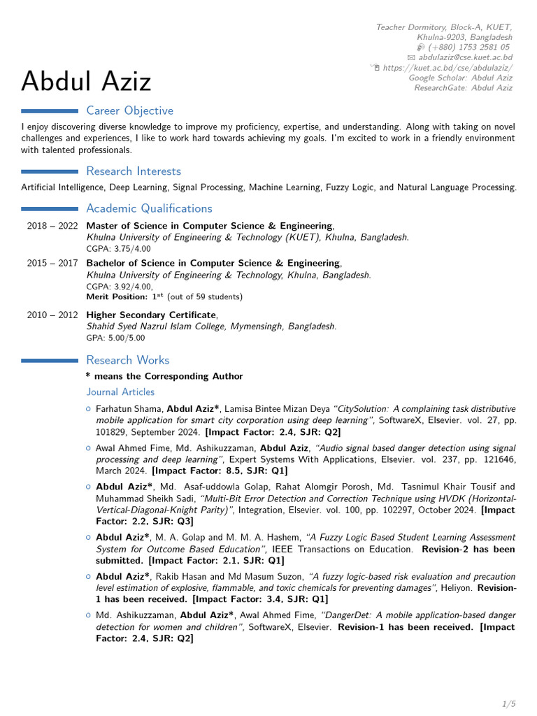 Abdul Aziz Curriculum Vitae | PDF | Computer Programming | Computer Science
