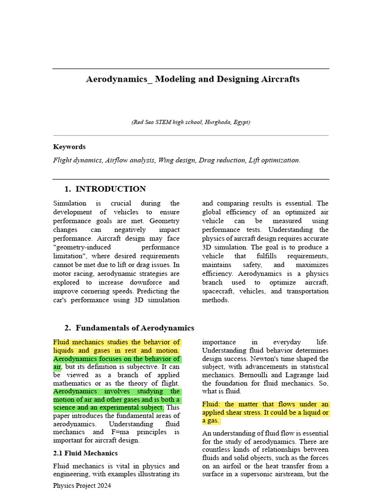 Aerodynamics - Modeling and Designing Aircrafts Reseaech | PDF ...