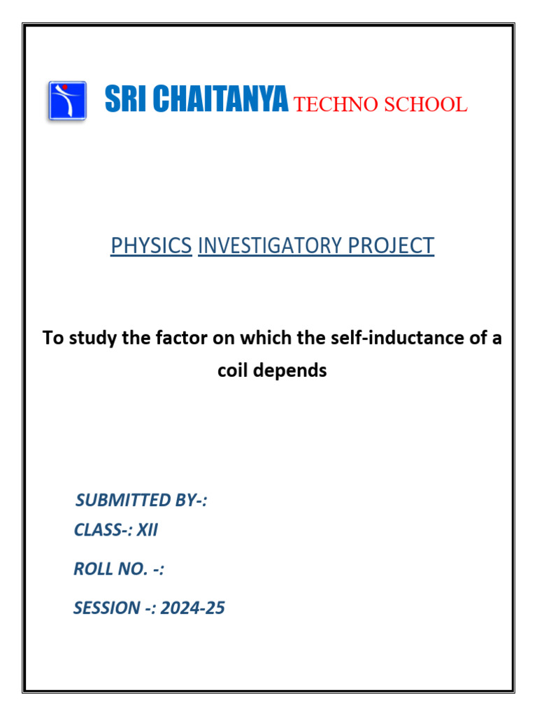 Self Inductance XII Physics Investigatory Project | PDF | Inductor ...