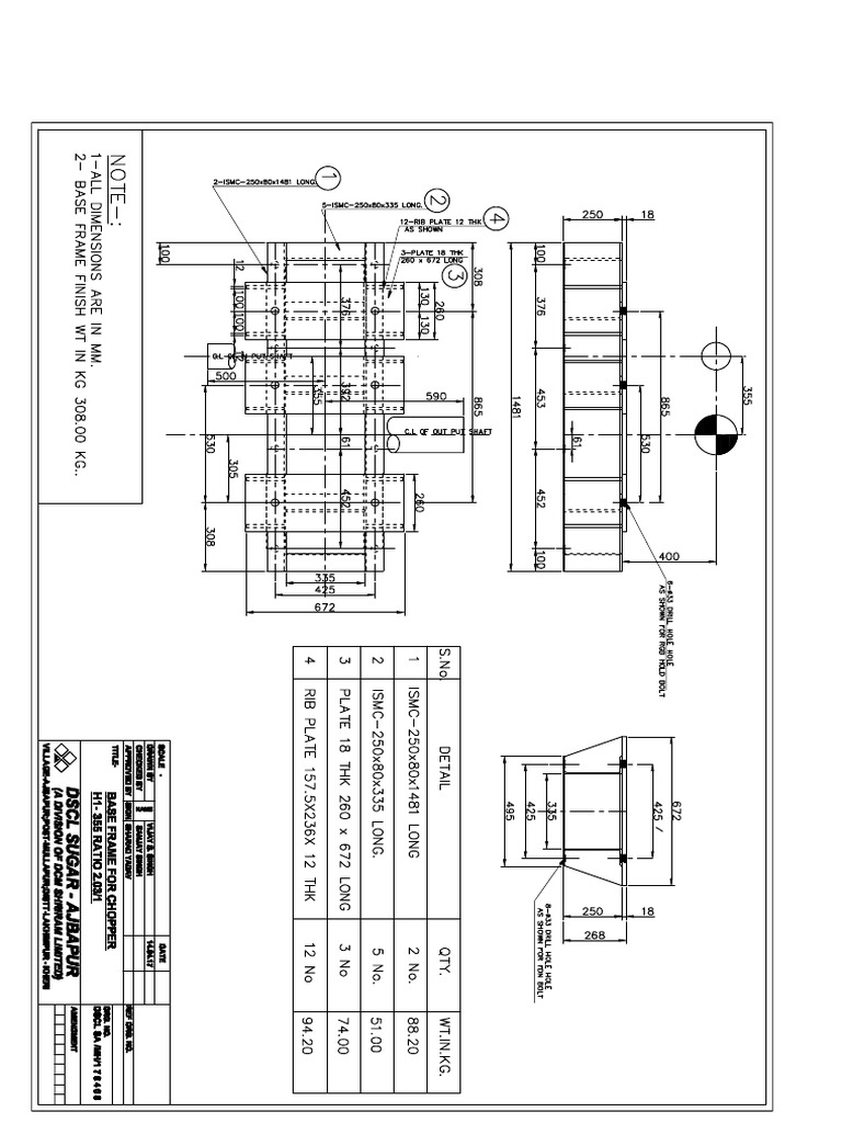 Base Frame For Chopper With H1 355 RGB DRG No 170408 | PDF