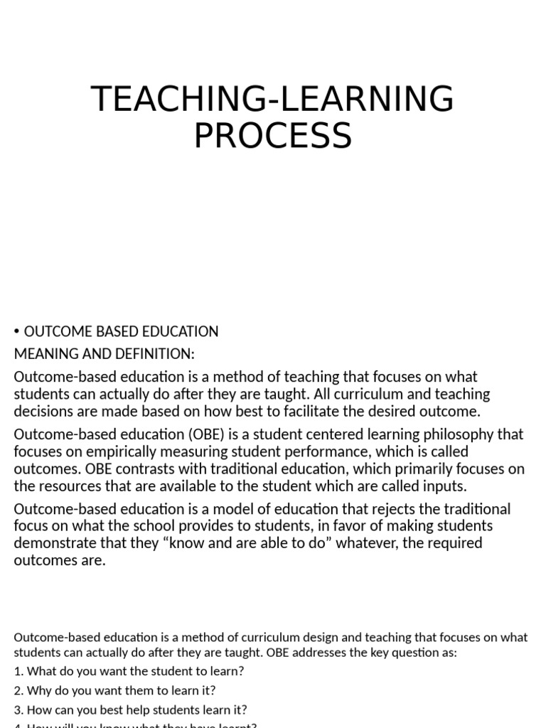 Teaching-Learning Process | PDF | Learning | Lesson Plan