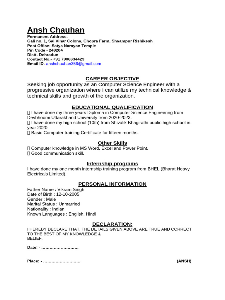 Ansh Resume | PDF