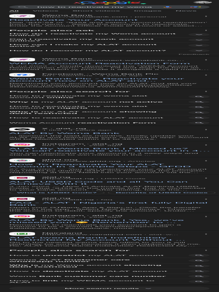 How To Reactivate My Wema Alat Account - Google S | PDF | Financial Services | Banking