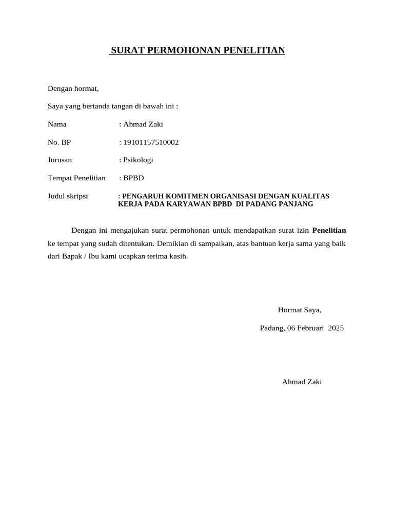 Surat Izin Zaki | PDF