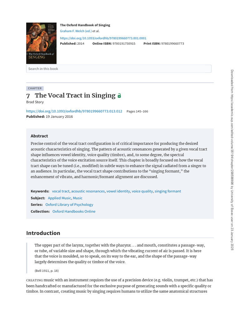 Vocal Tract's Role in Singing Quality | PDF | Vowel | Singing