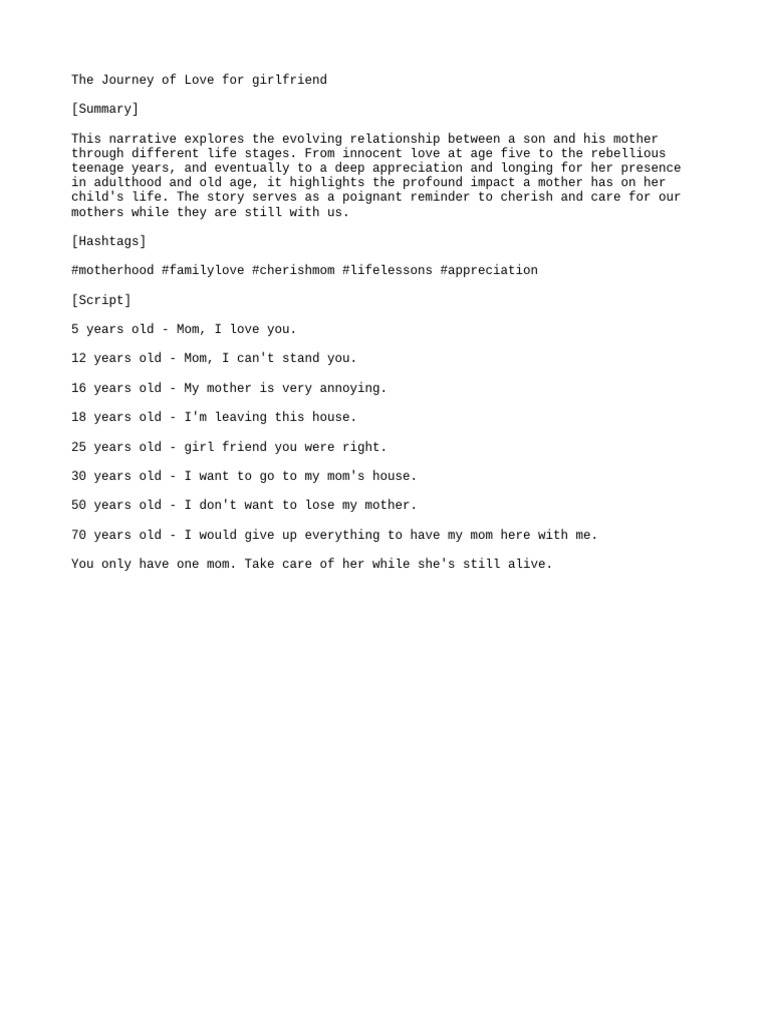 The Journey of Love For Girlfriend | PDF