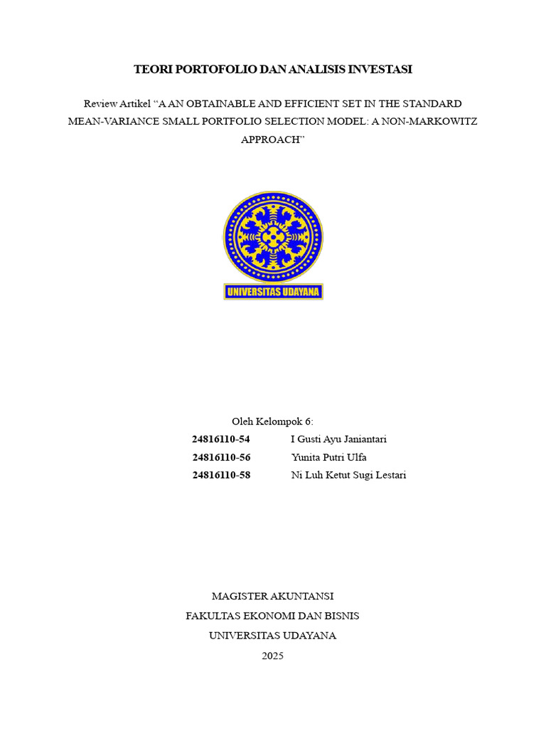 Efficient Portfolio Selection Model Analysis | PDF | Modern Portfolio ...
