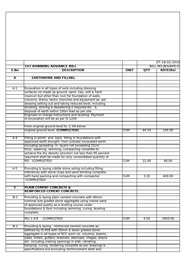 British Paints 1ST Ra Bill | PDF | Concrete | Foundation (Engineering)