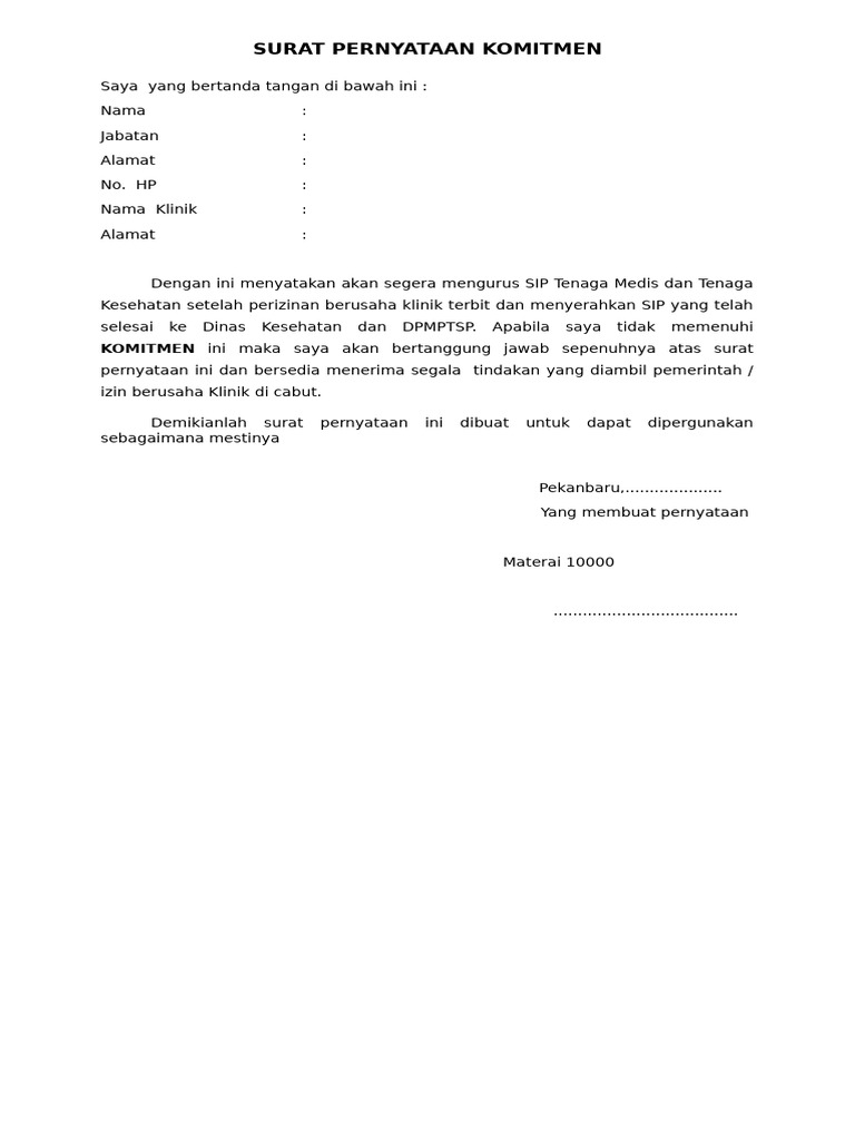 Surat Pernyataan Pengurusan Sip | PDF