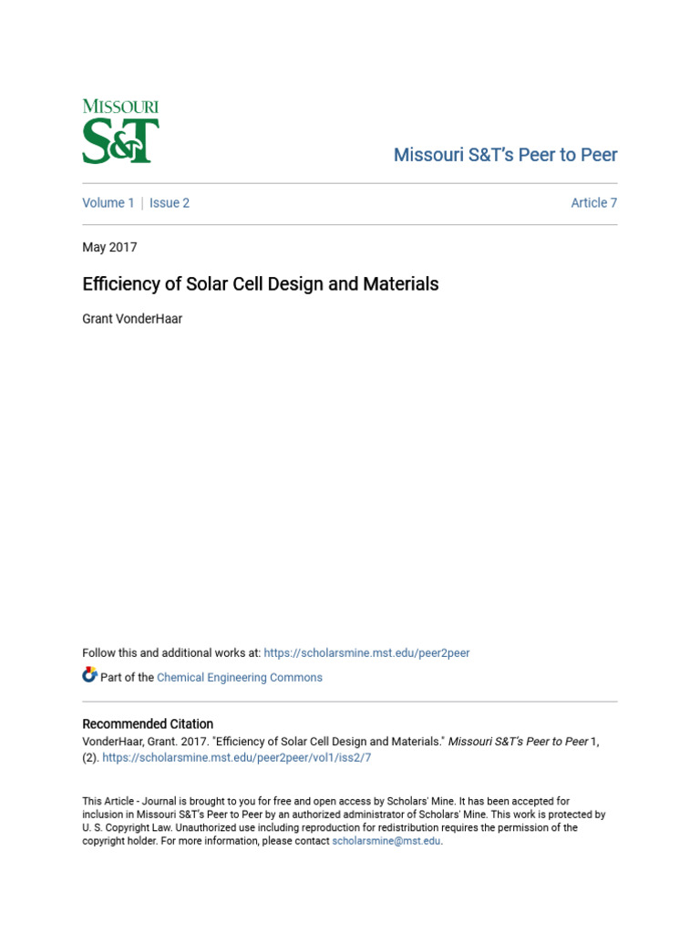 Efficiency of Solar Cell Design | PDF | Solar Cell | Photovoltaics