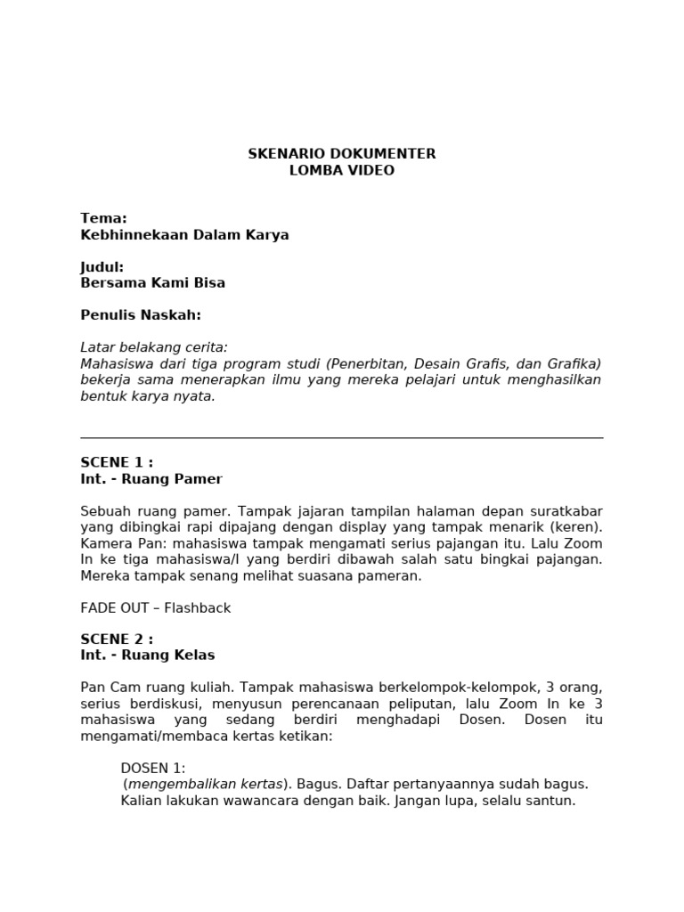 Skenario Video Dokumenter | PDF