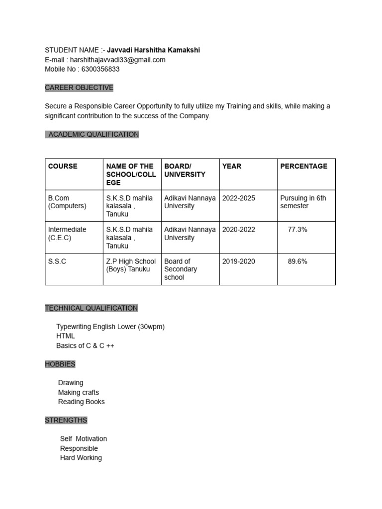 Resume Harshitha | PDF