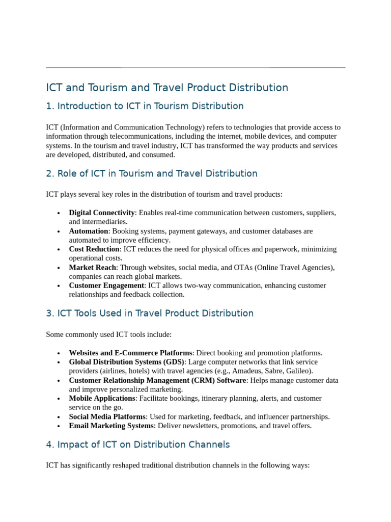 ICT and Tourism and Travel Products Distribution | PDF | Information ...