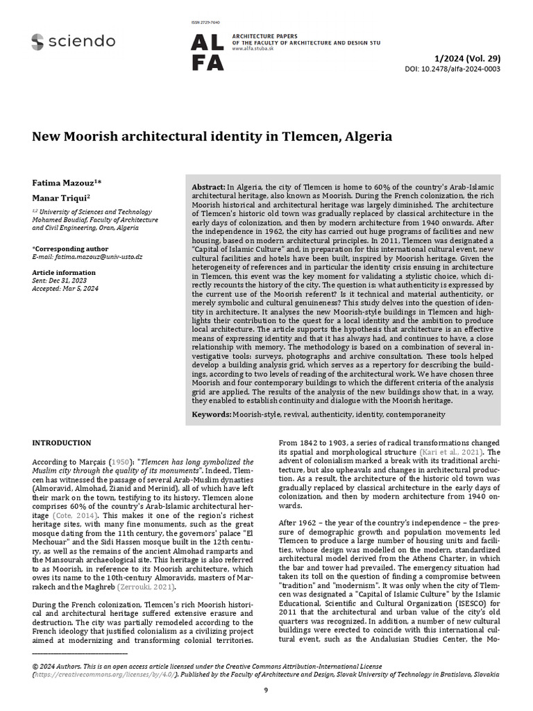 New Moorish Architectural Identity in Tlemcen Algeria | PDF | Architectural Design | Architecture