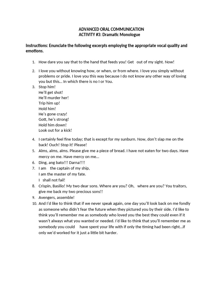 Dramatic Monologue | PDF