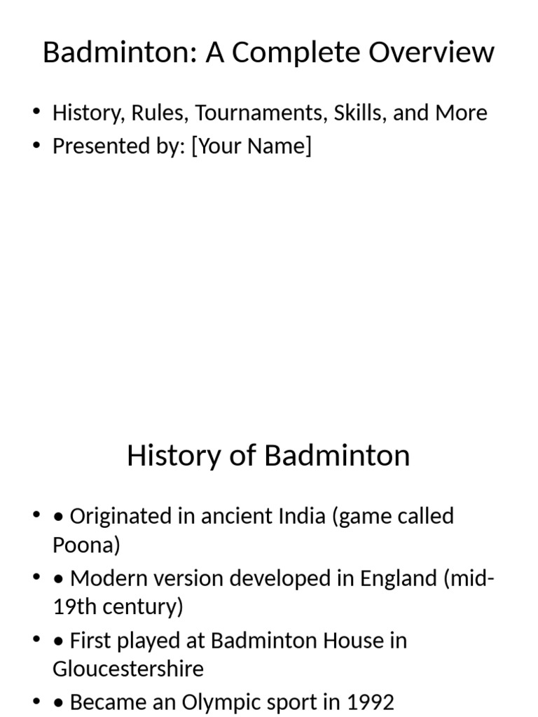 Badminton - Presentation Notes | PDF