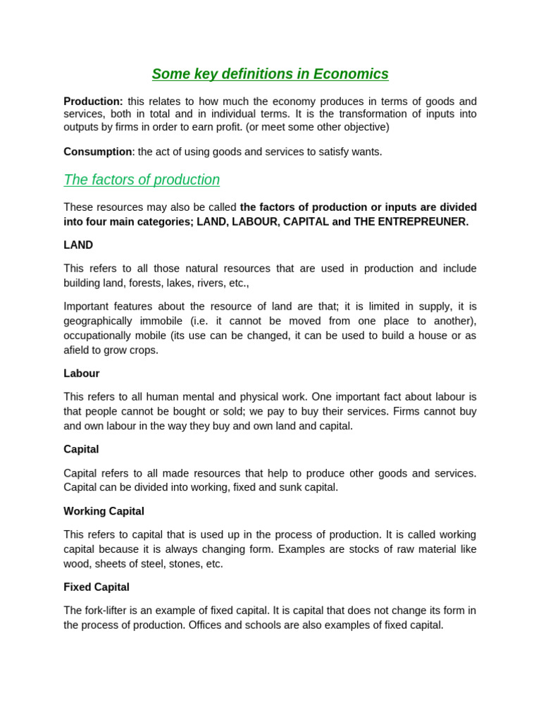 Production Possibilities Curve Notes | PDF | Capital (Economics ...