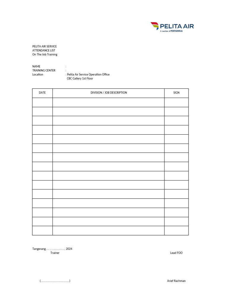 Attendance List Ojt | PDF