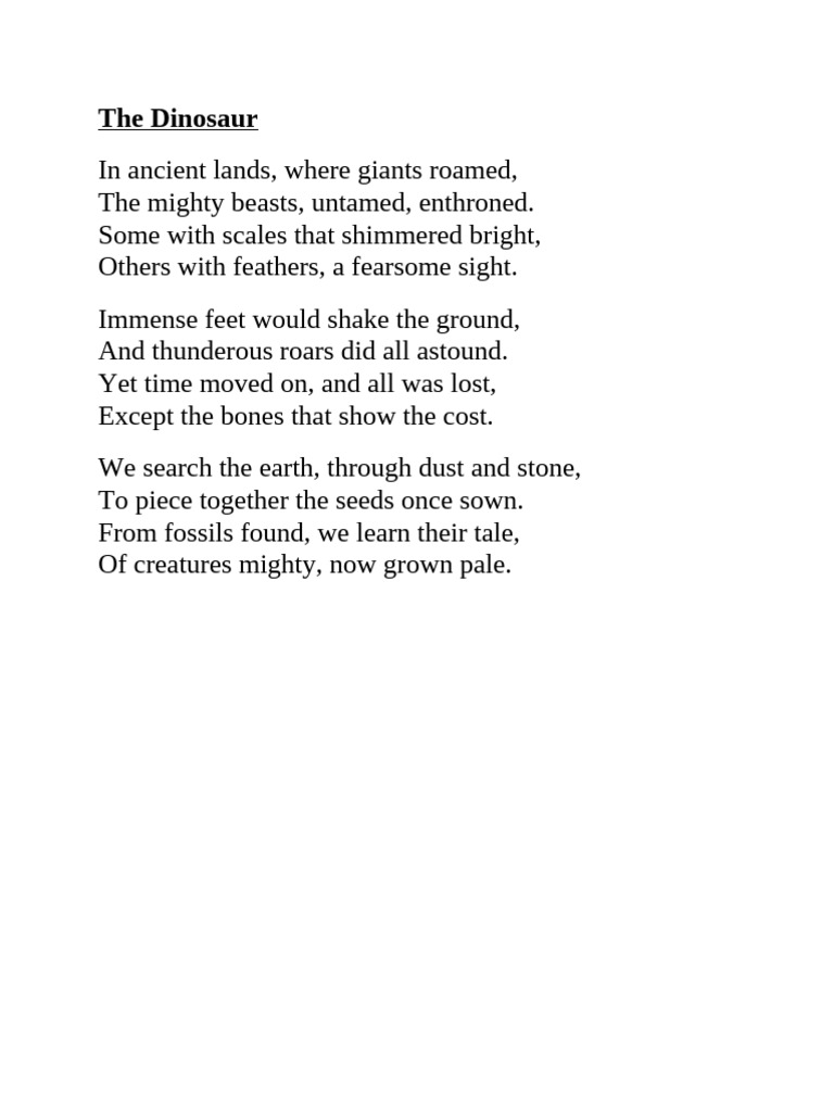 Dinosaur Poems: Giants of the Past | PDF