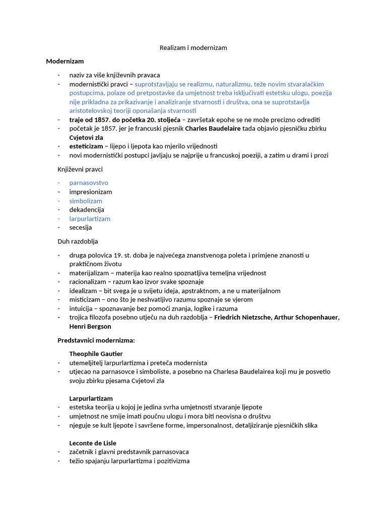 Realizam I Modernizam | PDF