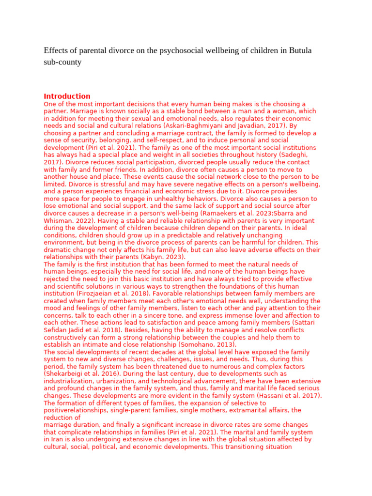 Impact of Divorce on Children's Wellbeing | PDF | Family | Marriage