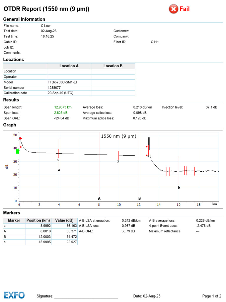 OTDR Fiber Test Reports Summary | PDF | Optical Fiber | Decibel