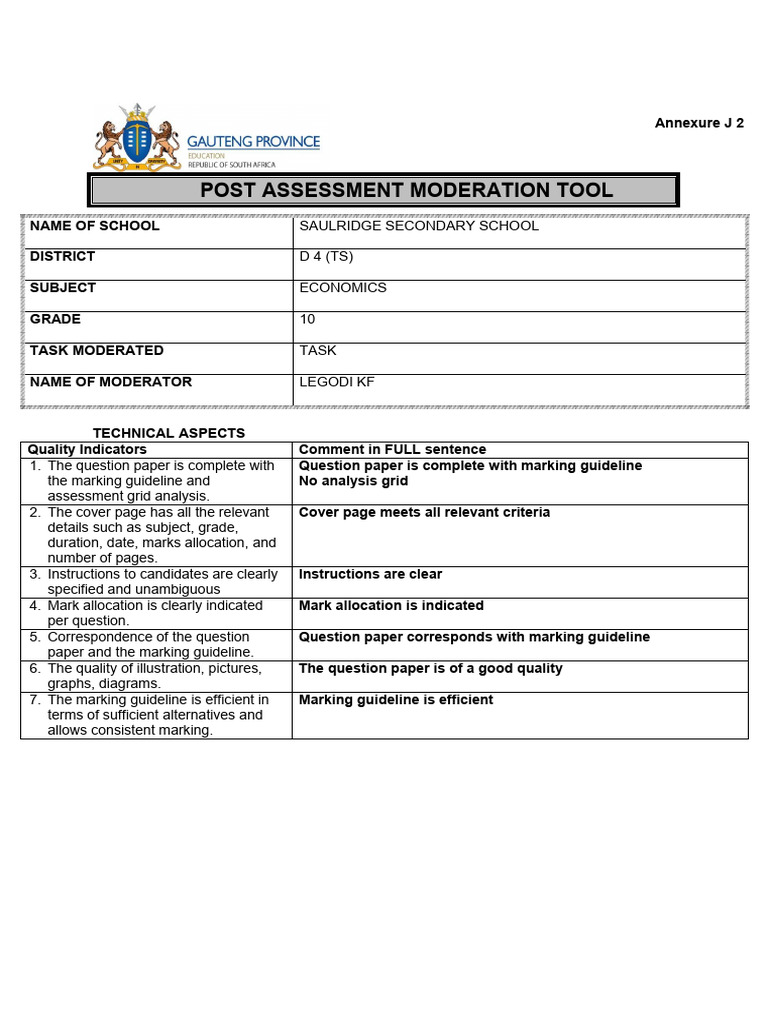 Post Moderation 2025 | PDF | Educational Assessment | Question