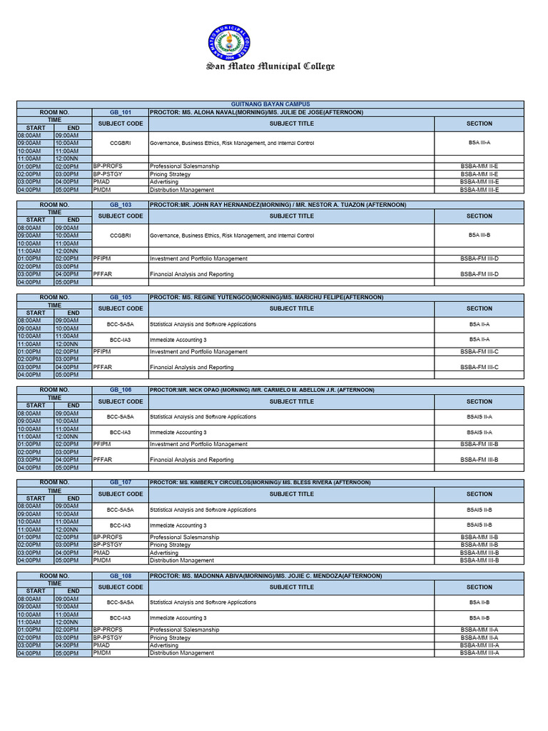 March 14 Midterm Exam Schedule Format Sy 2024 25 | PDF | Investing ...