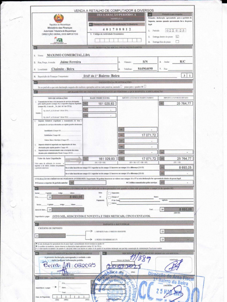 Maximo Comercial, Lda IVA | PDF