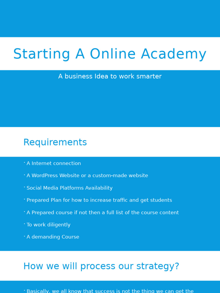 Starting A Online Academy | PDF