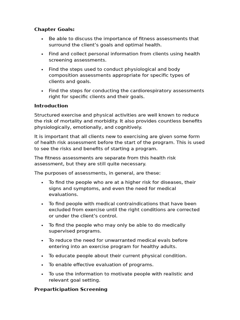 Chapter 11 Health, Wellness, and Fitness Assessments | PDF | Body Mass ...