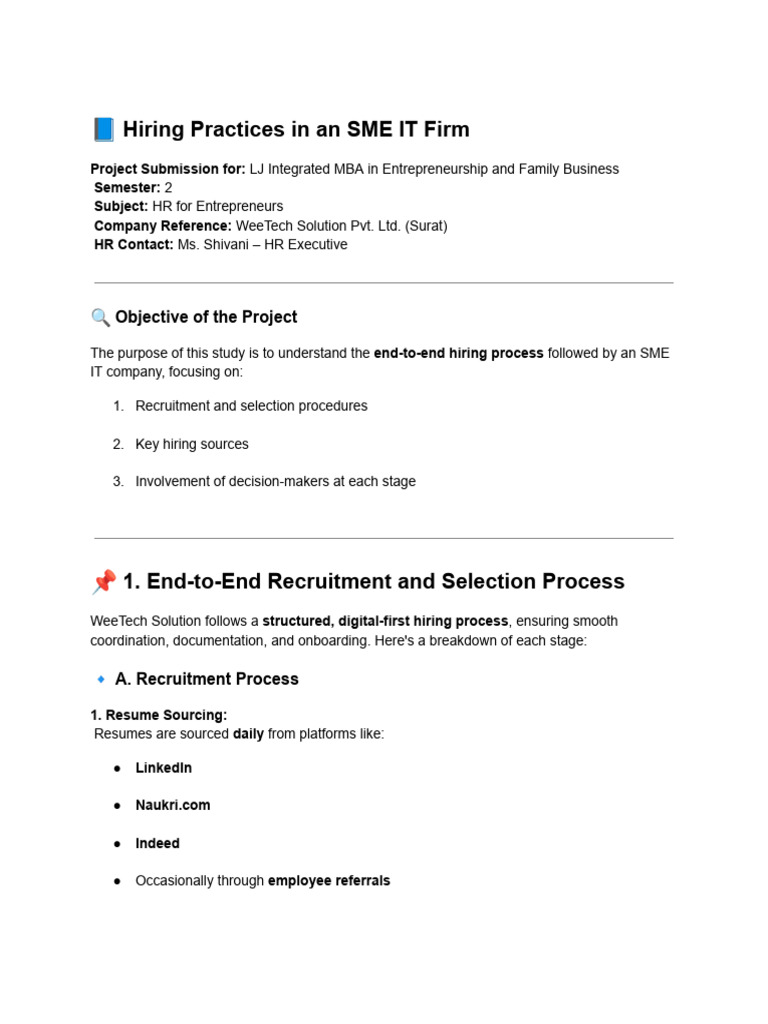 ? Hiring Practices in An SME IT Firm | PDF | Recruitment | Business