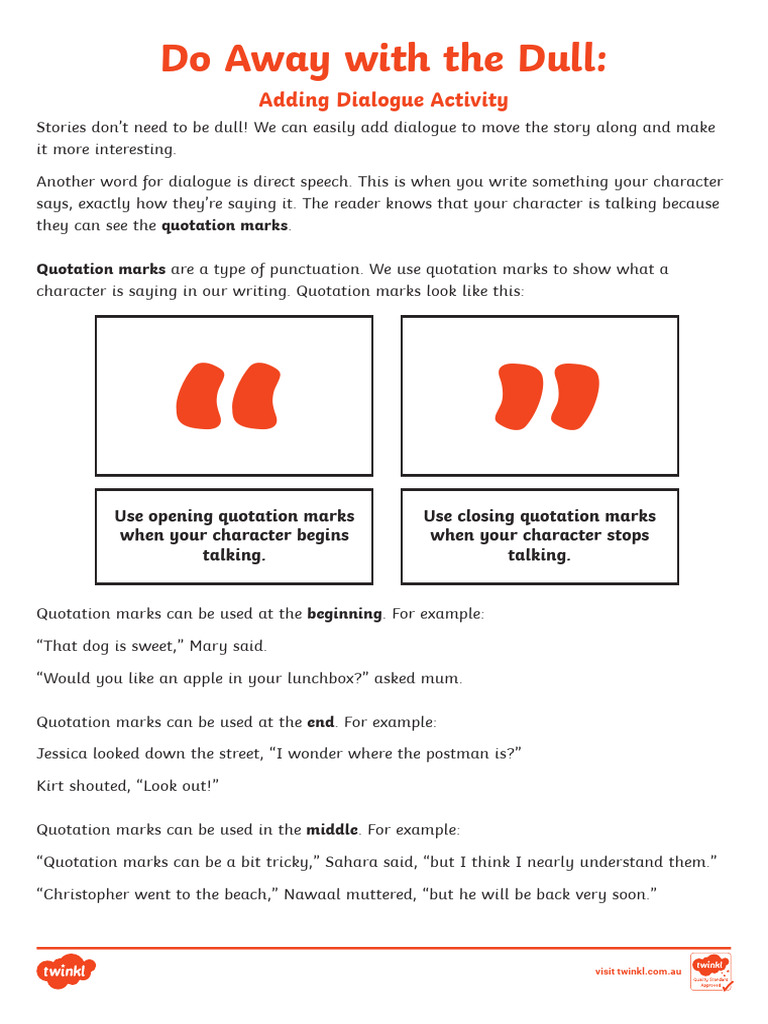 AU L 2548687 NEW Do Away With the Dull Adding Dialogue Writing Activity ...