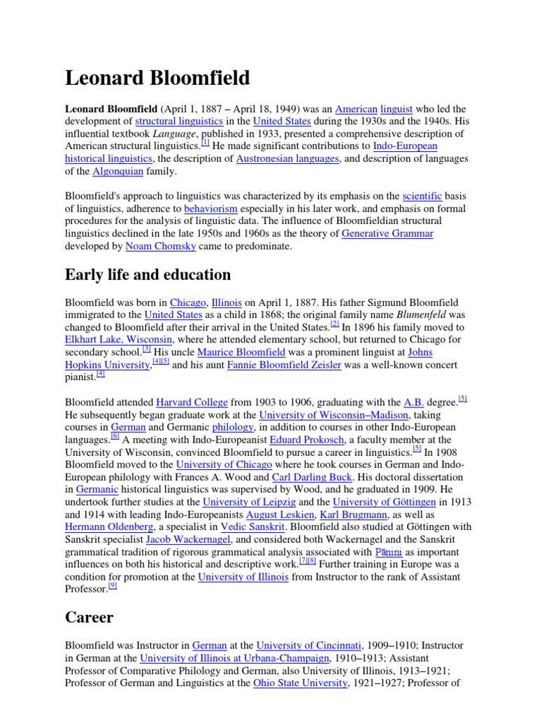 Leonard Bloomfield | PDF | Symbols | Philology