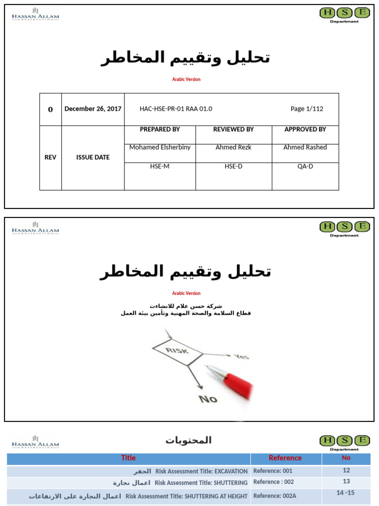 Risk Assessement Arabic Version | PDF