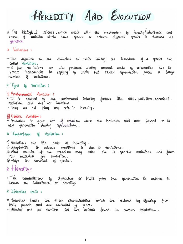 Heredity Class 10 | PDF