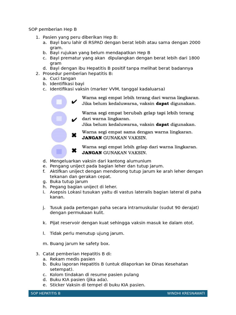 SOP Pemberian Hep B | PDF