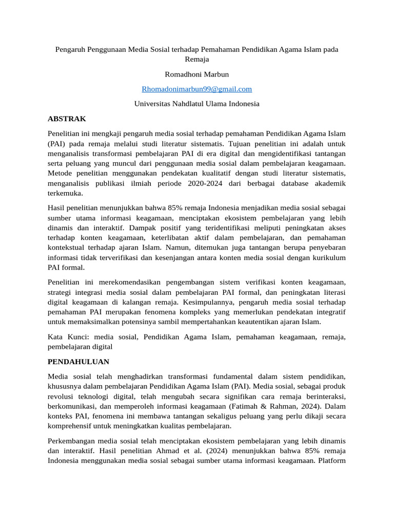 Uas Pak Kabib Romadhon - Jurnal | PDF