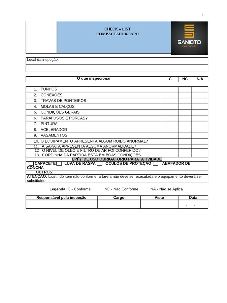 Checklist Compactador | PDF