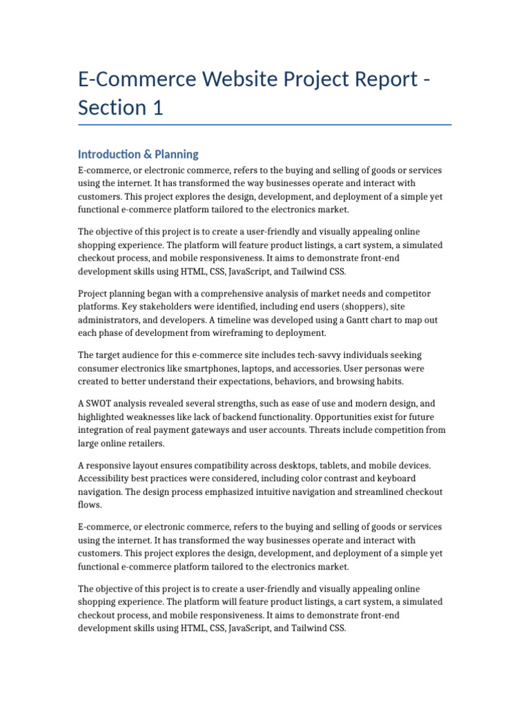 Section1 Introduction Planning | PDF | Online Shopping | E Commerce