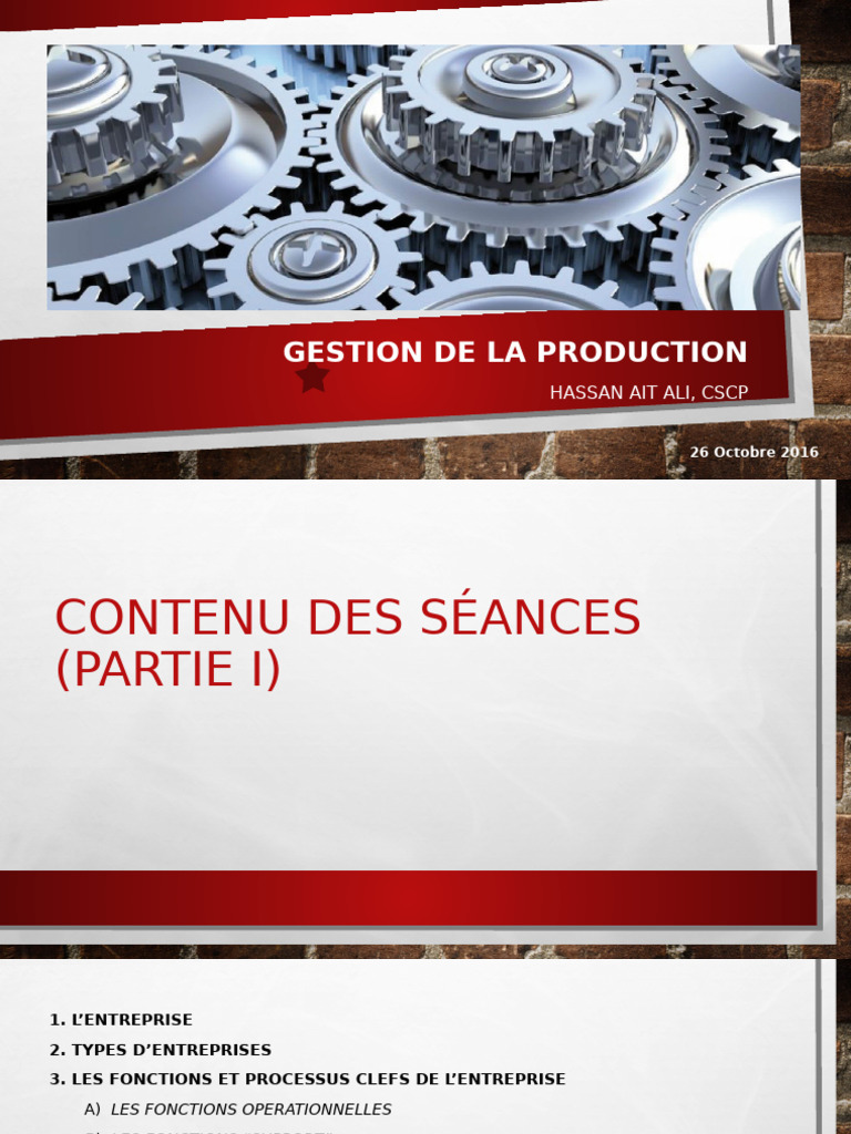 Gestion de Production ENSI Tanger (Part 1) | PDF | Chaîne de valeur ...