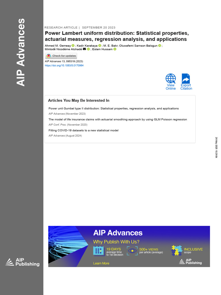 Power Lambert uniform distribution: Statistical properties, actuarial measures, regression ...