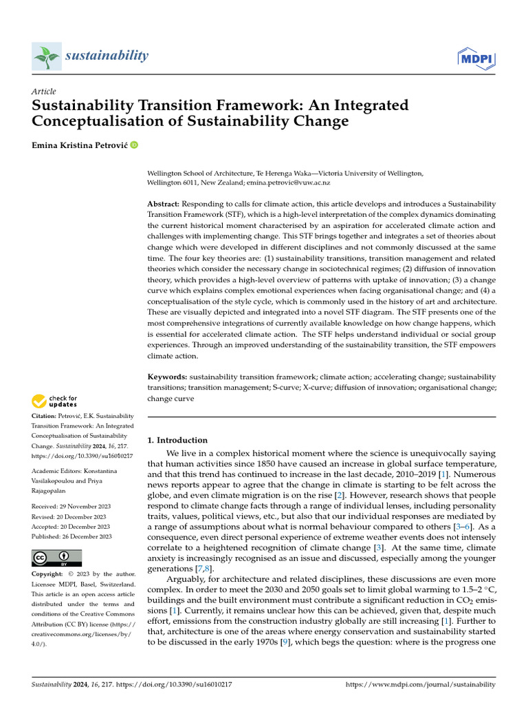 Sustainability Transition Fram | PDF | Paradigm | Sustainability