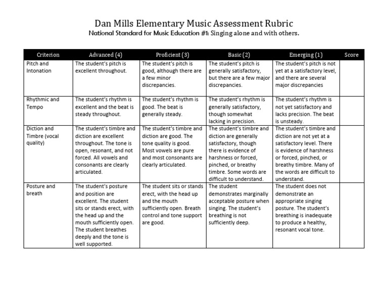 Singing Rubric PDF Free | PDF | Singing | Tone (Linguistics)