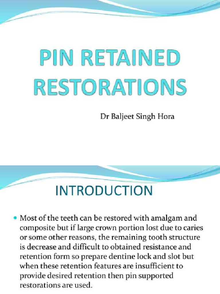 Pin Retained Restoration | PDF