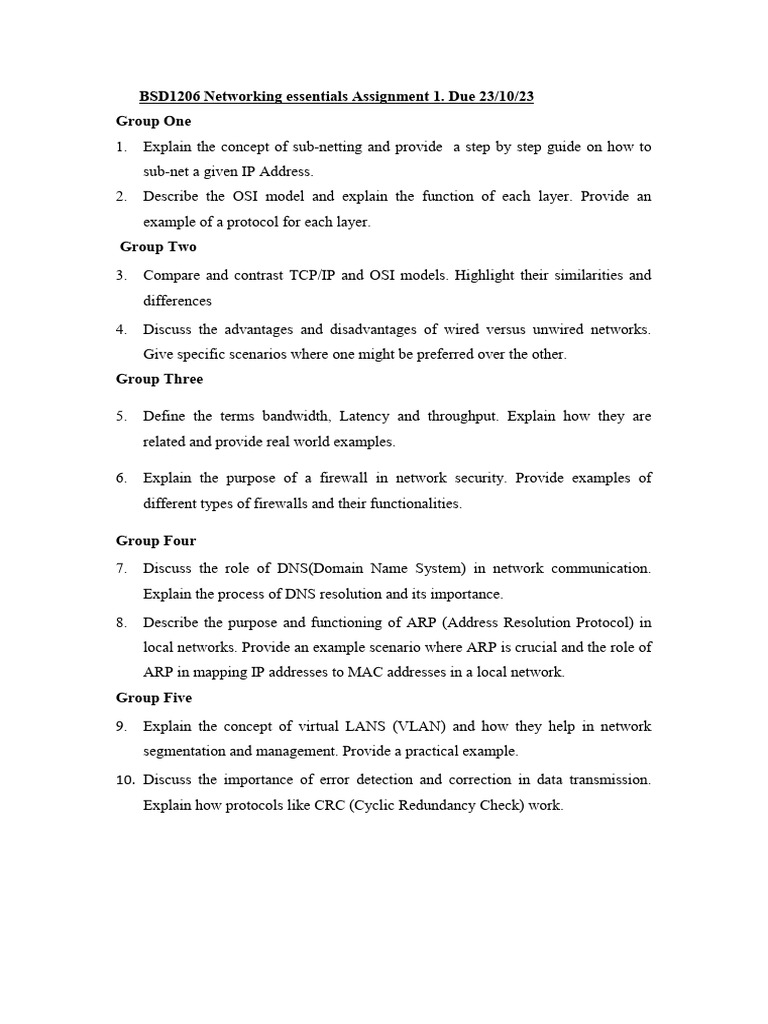 Networking Essentials Assignment 1 | PDF | Computer Network | Internet ...