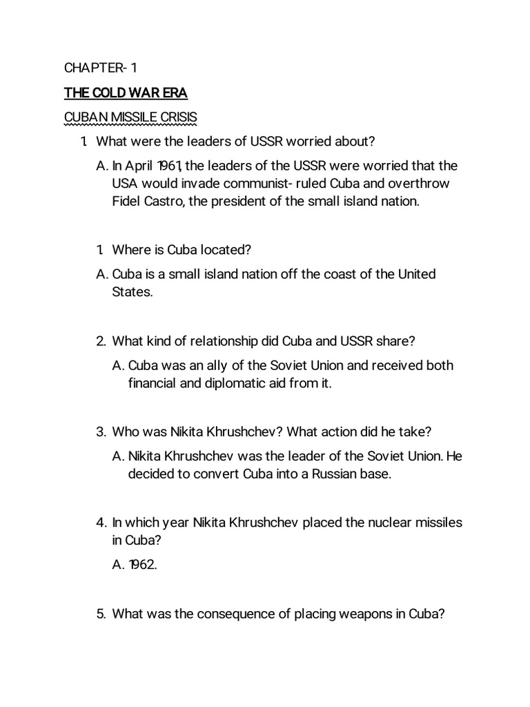 Cold War 1 Mark Questions-1 | PDF