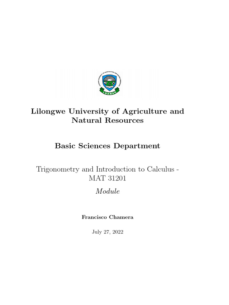 Trig and Calculus Module | PDF | Trigonometric Functions | Angle
